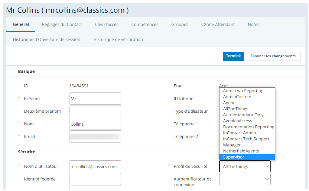 Configurer un profil de sécurité