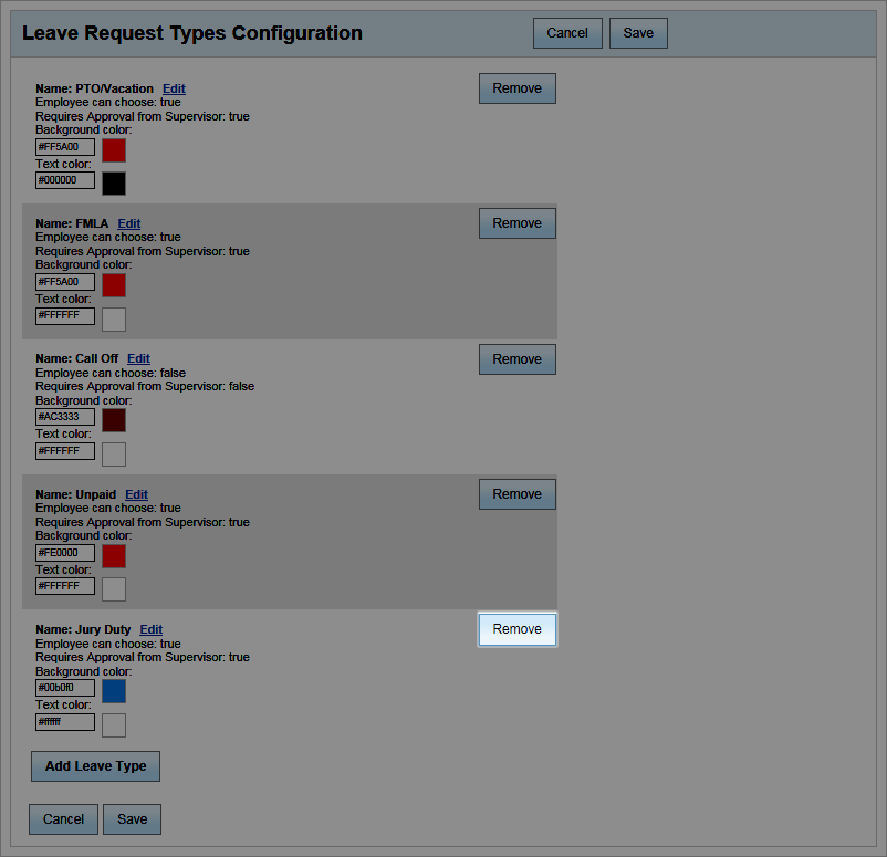 Delete Leave Request Types